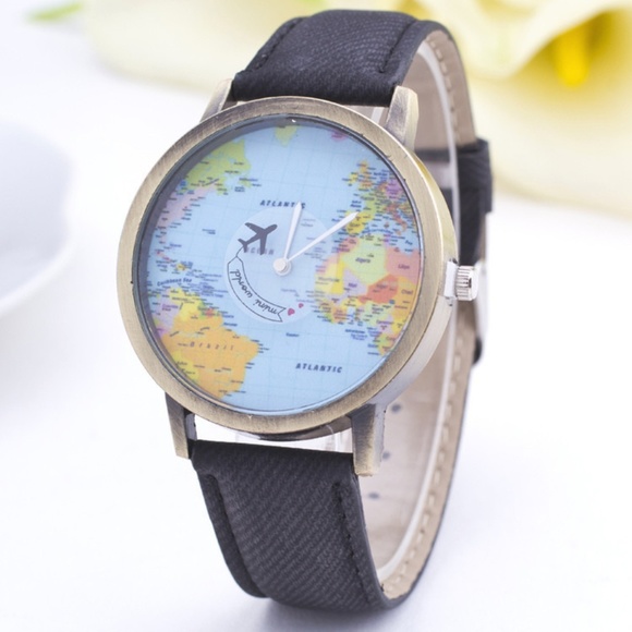 Accessories | New Unisex World Map Plane Quartz Watch | Poshmark